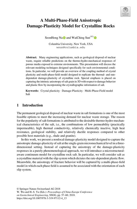 PDF A Multi Phase Field Anisotropic Damage Plasticity Model For Crystalline Rocks Volume 1