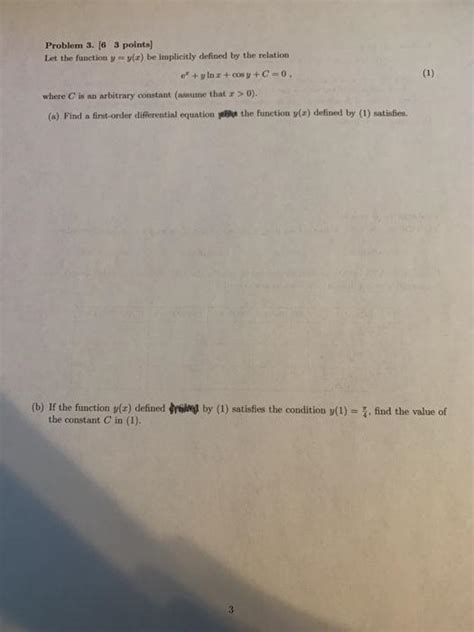 solved problem 3 6 3 points let the function y x be