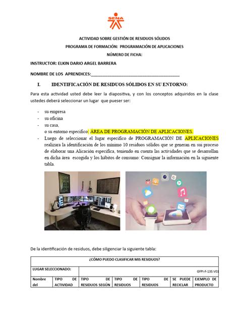 Actividad Residuos Sólidos Programación Pdf Residuos El Plastico