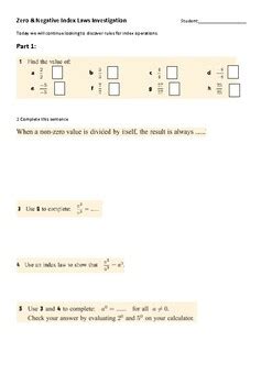 MYP Formative Investigation Crit B Zero Negative Index Laws