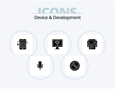 Device And Development Glyph Icon Pack 5 Icon Design. print. signal. mobile . wifi. computer ...
