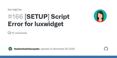Setup Script Error For Luxwidget · Issue 166 · Lux Orglux · Github