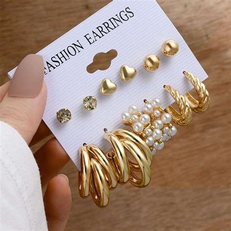 6 Pairs Pearl Geometric Earrings Set Only 99 Shop Bd