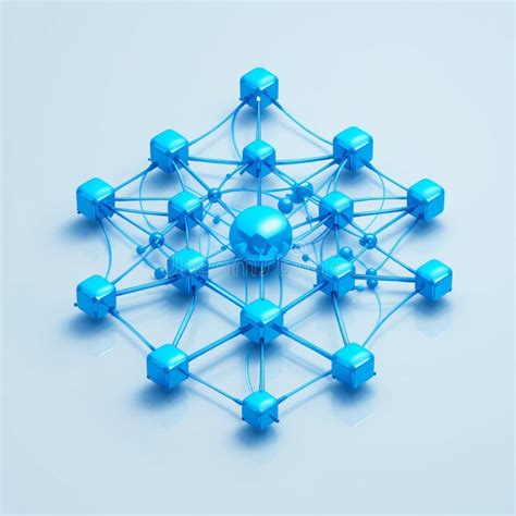 Blue Network Nodes With Glowing Lines On Light Tech Background Stock