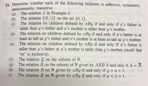 Solved Each Of The Following Relations Is Reflexive