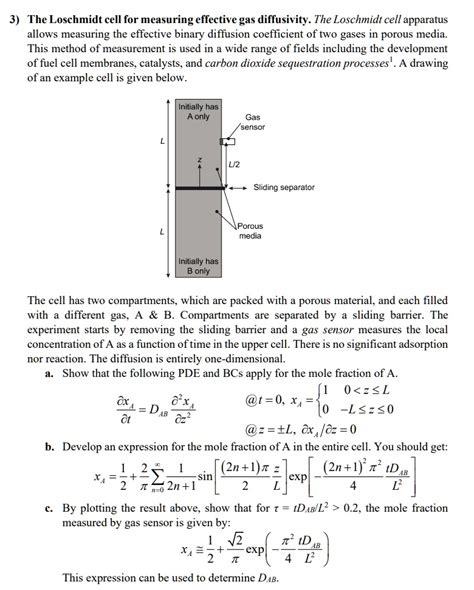 Solved 3 The Loschmidt Cell For Measuring Effective Gas Diffusivity