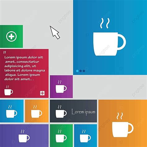 Vector Design For Modern Website Interface Buttons With Cursor Pointer Featuring Coffee Icon