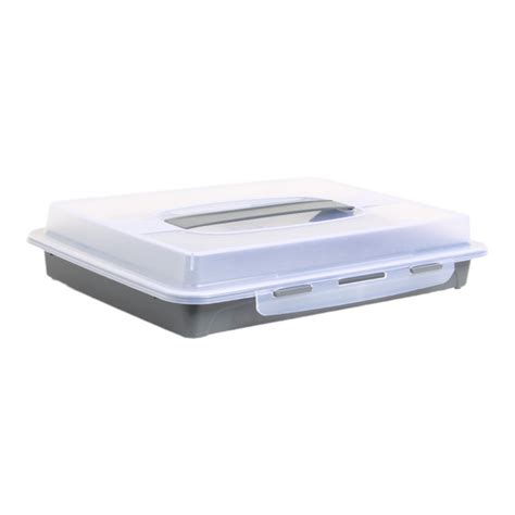 Rectangular Cake Carrier Plastic Food Storage Box 335x65x26cman