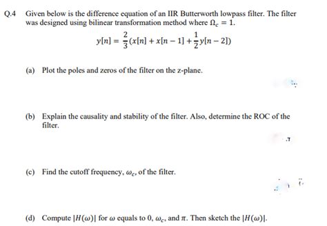 Solved Q Given Below Is The Difference Equation Of An IIR Chegg