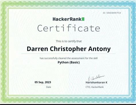 Coding Python Hackerrank Achievementunlocked Darren Christopher