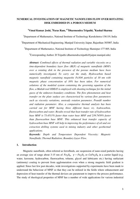 Pdf Numerical Investigation Of Magnetic Nanofluids Flow Over Rotating Disk Embedded In A