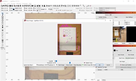 lightburn with camera laser object alignment and tracing 7 steps