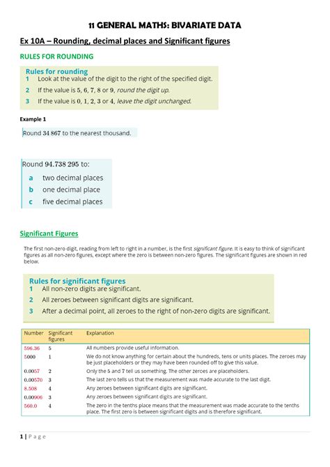 Bivariate Data Notes 11 General Maths Bivariate Data Ex 10a