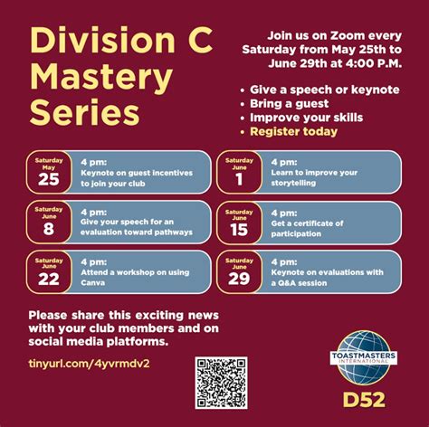Division C Mastery Series Toastmasters District 52