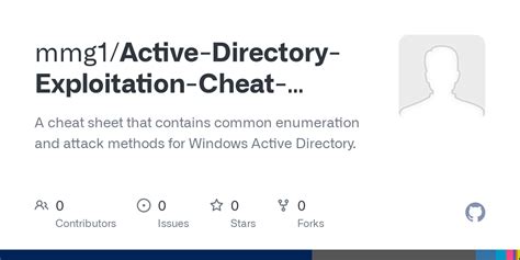 Github Mmg1active Directory Exploitation Cheat Sheet 1 A Cheat Sheet That Contains Common