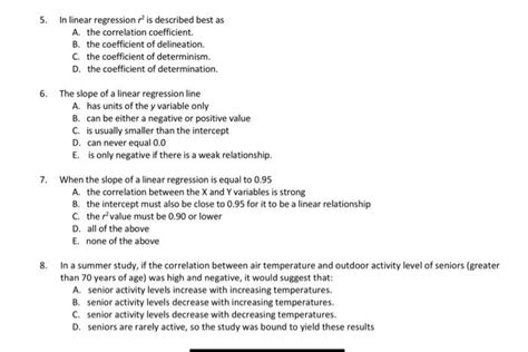 Solved 5 In Linear Regression R2 Is Described Best As A