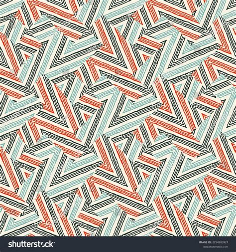 Multicolor Grain Stroke Textured Ethnic Zigzag Stock Vector Royalty
