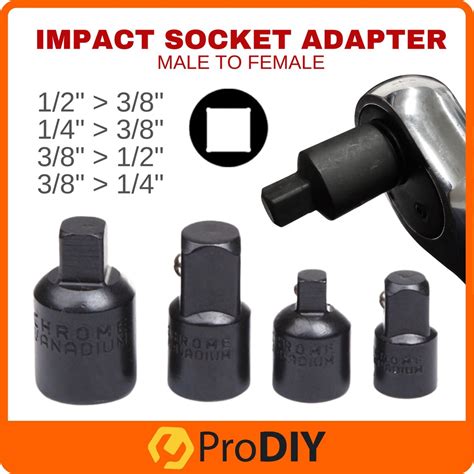 4pcs black impact socket drive adaptor universal socket converter 1 2