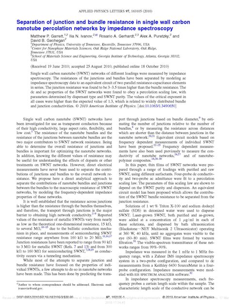 Pdf Separation Of Junction And Bundle Resistance In Single Wall