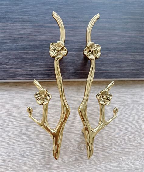 Flower Solid Brass Drawer Pulls Cupboard Handle Kitchen Pulls Decorative Knob Drawer Handles