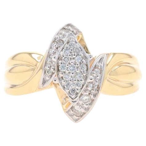 Yellow Gold Diamond Cluster Bypass Ring 10k Round Brilliant 24ctw