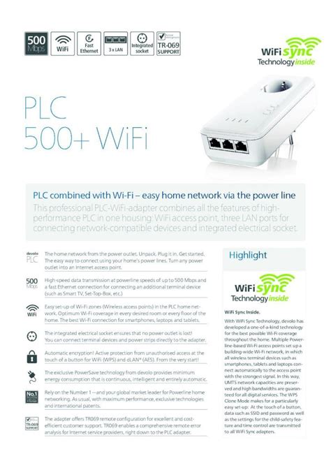 Pdf Plc 500 Wifi Devolo Wifi Data · Plc 500 Wifi Plc Combined