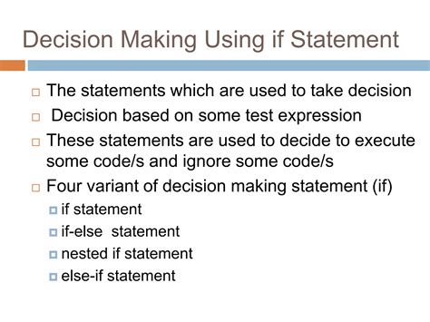 Decision Making Using If Statement Ppt