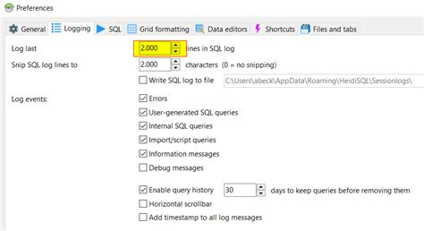 Logging Show Current Query And History In Separate Tab