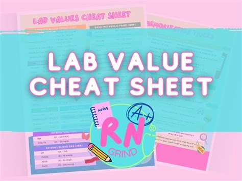 lab value cheat sheet and memory tricks 4 pages nursing notes