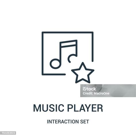 상호 작용 집합 컬렉션에서 음악 플레이어 아이콘 벡터입니다 얇은 라인 음악 플레이어 개요 아이콘 벡터 일러스트 레이 션 0명에