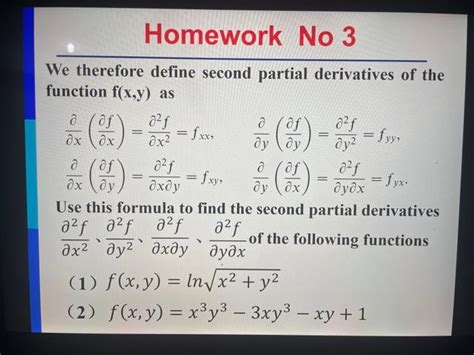 Solved We Therefore Define Second Partial Derivatives Of The