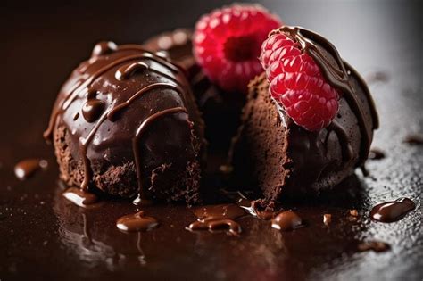 A Chocolatecovered Raspberry Truffle Premium Ai Generated Image