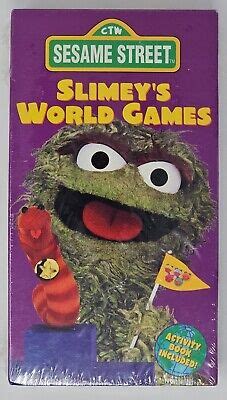 Sealed Rare Slimeys World Games W Activity Book Vhs 1996 Sesame
