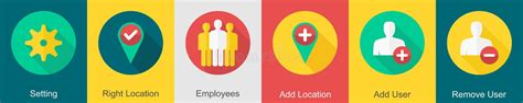 A Set Of 6 User Interface Icons As Setting Right Location Employees