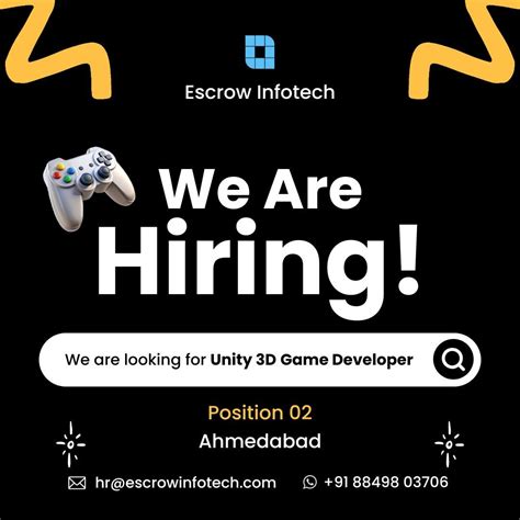 Hiring Unity3d Gamedeveloper Jobs Ahmedabadjobs Gamedevelopment