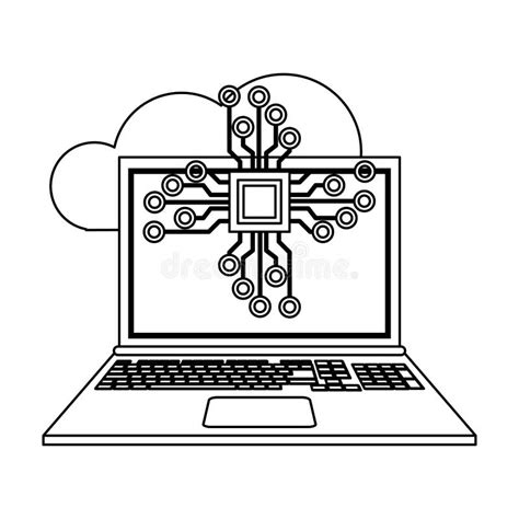 Cloud Computing And Technology Symbols In Black And White Stock Vector