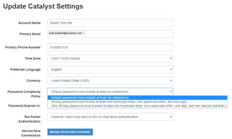 password settings catalyst administrator guide 1