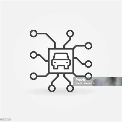 자율 주행 자동차 칩 라인 아이콘입니다 자동 조종 벡터 기호 Cpu에 대한 스톡 벡터 아트 및 기타 이미지 Cpu 감지기