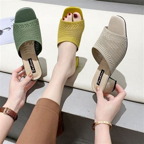 👣260까지 가능한 컬러 니트 청키 슬리퍼 에이블리