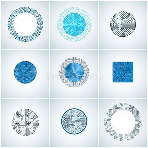 Collection Of Vector Microchip Designs Cpu Information Communication