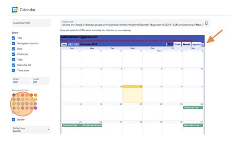 How To Change The Colors On A Google Calendar Embed