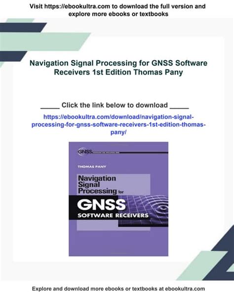 Navigation Signal Processing For Gnss Software Receivers 1st Edition Thomas Pany Pdf