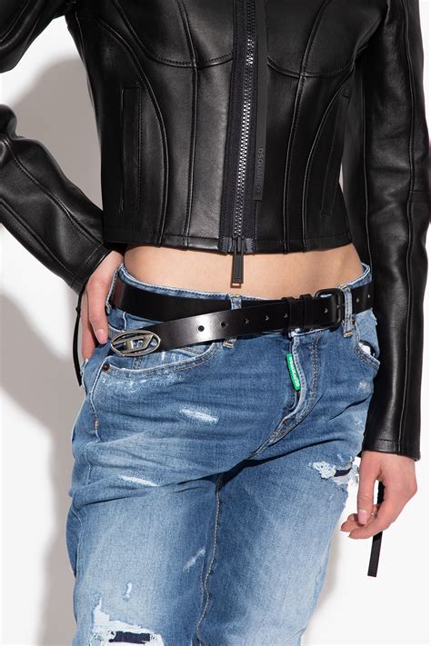 DIESEL 디젤 벨트 로고 유니섹스 블랙 페칭