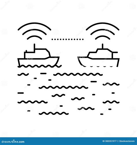 Ship Collision Avoidance Systems Line Icon Vector Illustration Stock Illustration Illustration
