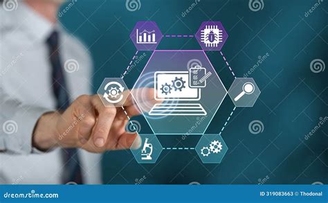 Man Touching A Software Testing Concept Stock Image Image Of Information Test