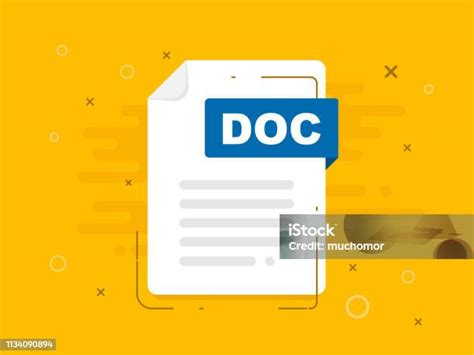 라벨을 사용 하 여 Doc 아이콘 파일을 다운로드 합니다 문서 개념을 다운로드 합니다 비즈니스 마케팅 및 광고를 위한 배너입니다 벡터 일러스트입니다 교열 담당자에 대한 스톡