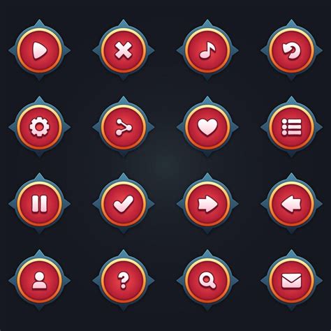 Premium Vector Game Ui Set Of Red Buttons In Cartoon Style Gui To Premium Vector Game Ui Set Of Red Buttons In Cartoon Style Gui To