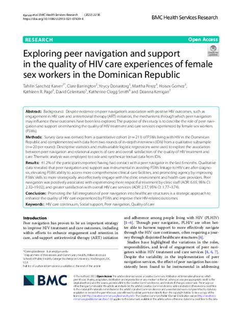 Pdf Exploring Peer Navigation And Support In The Quality Of Hiv Care
