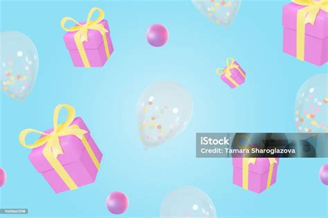 현실적인 선물 상자와 투명 박제 풍선 다채로운 커버 디자인 0명에 대한 스톡 벡터 아트 및 기타 이미지 0명 3차원 형태 가방 Istock