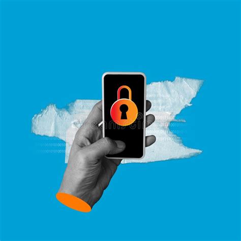 Male Hand Holding Mobile Phone With Padlock On Screen Over Binary Code Data Safety Anti Virus